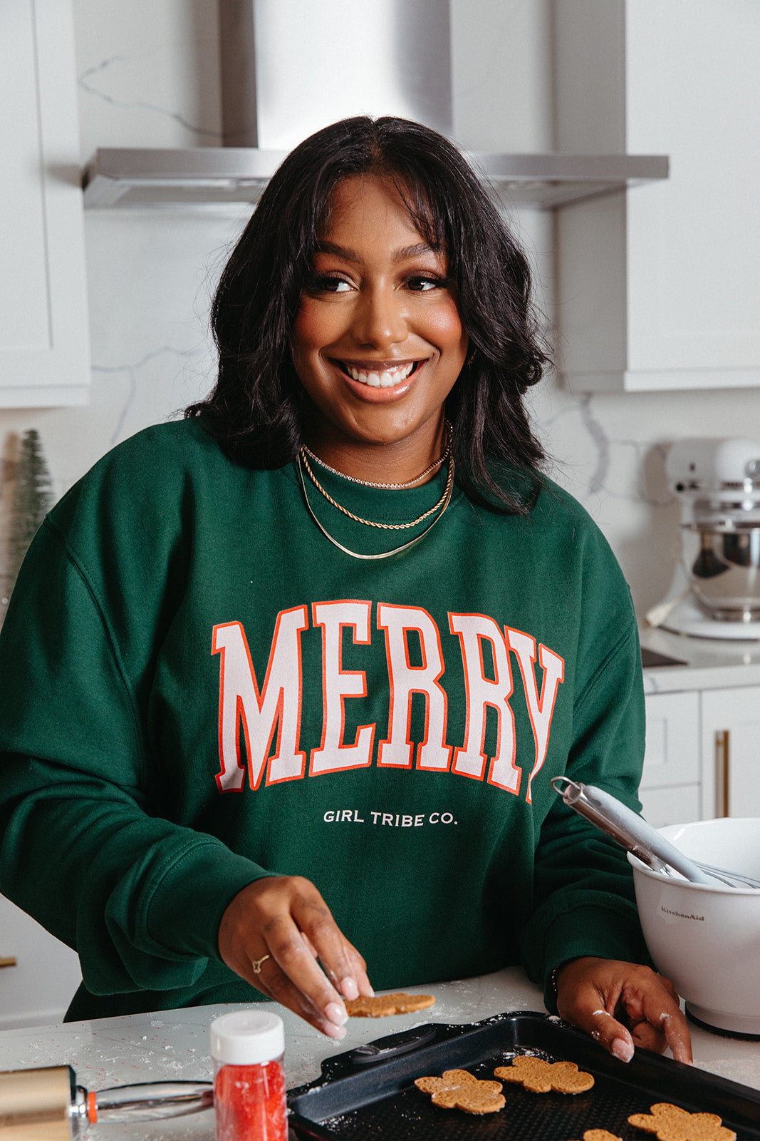 Merry Sweatshirt In Bottle Green - Girl Tribe Co.